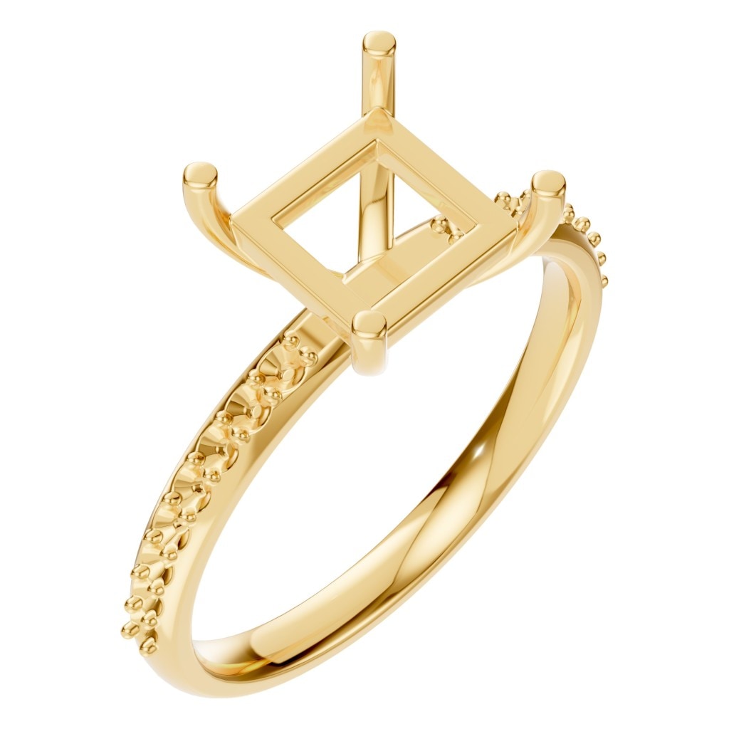 Accented Solitaire Ring Mounting - Princess 6.5x6.5mm – Antwerp Mounts